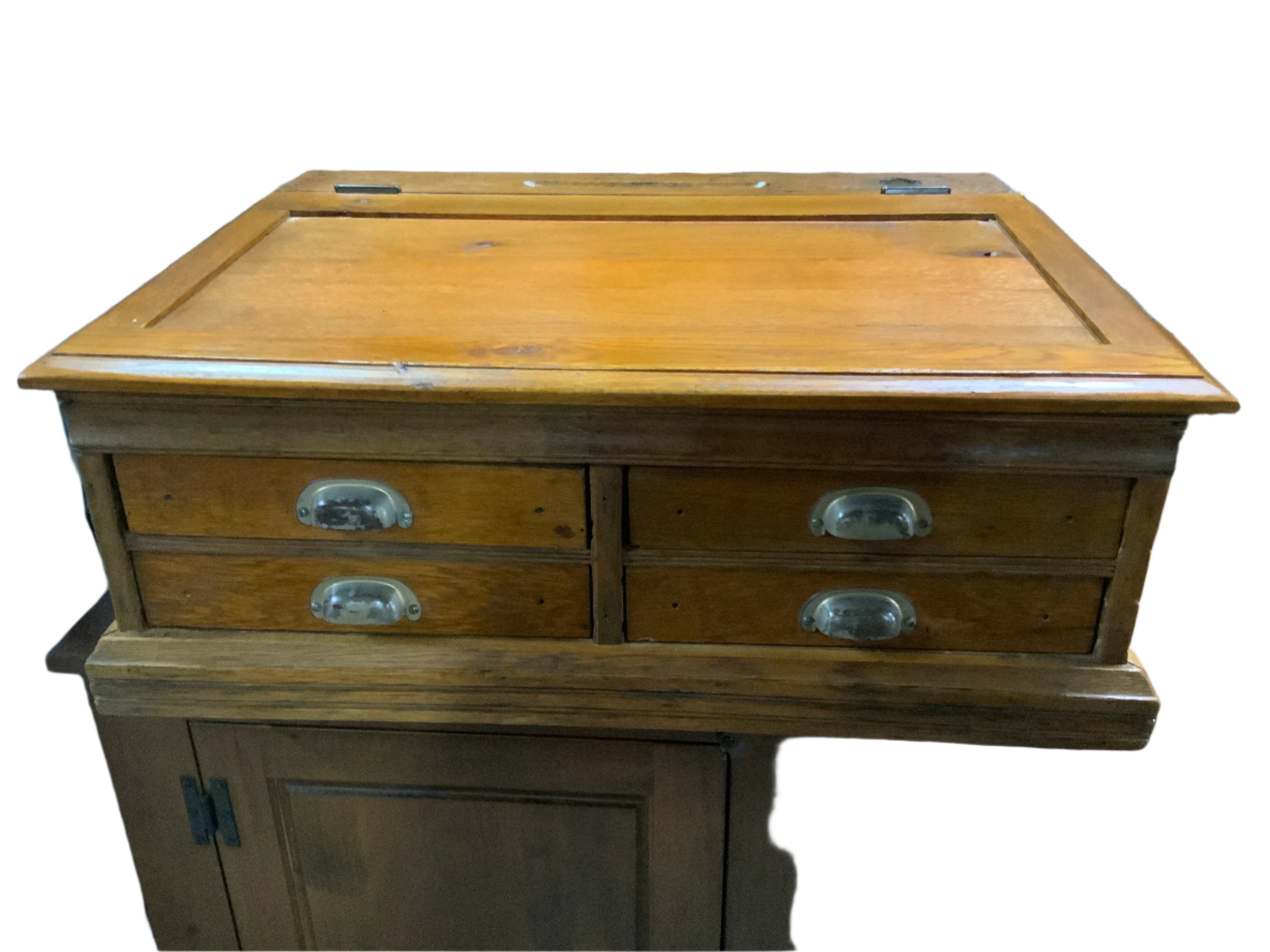 Antique Oak Flip Lid Merrick’s Country Store Counter Top Cotton Spool ...